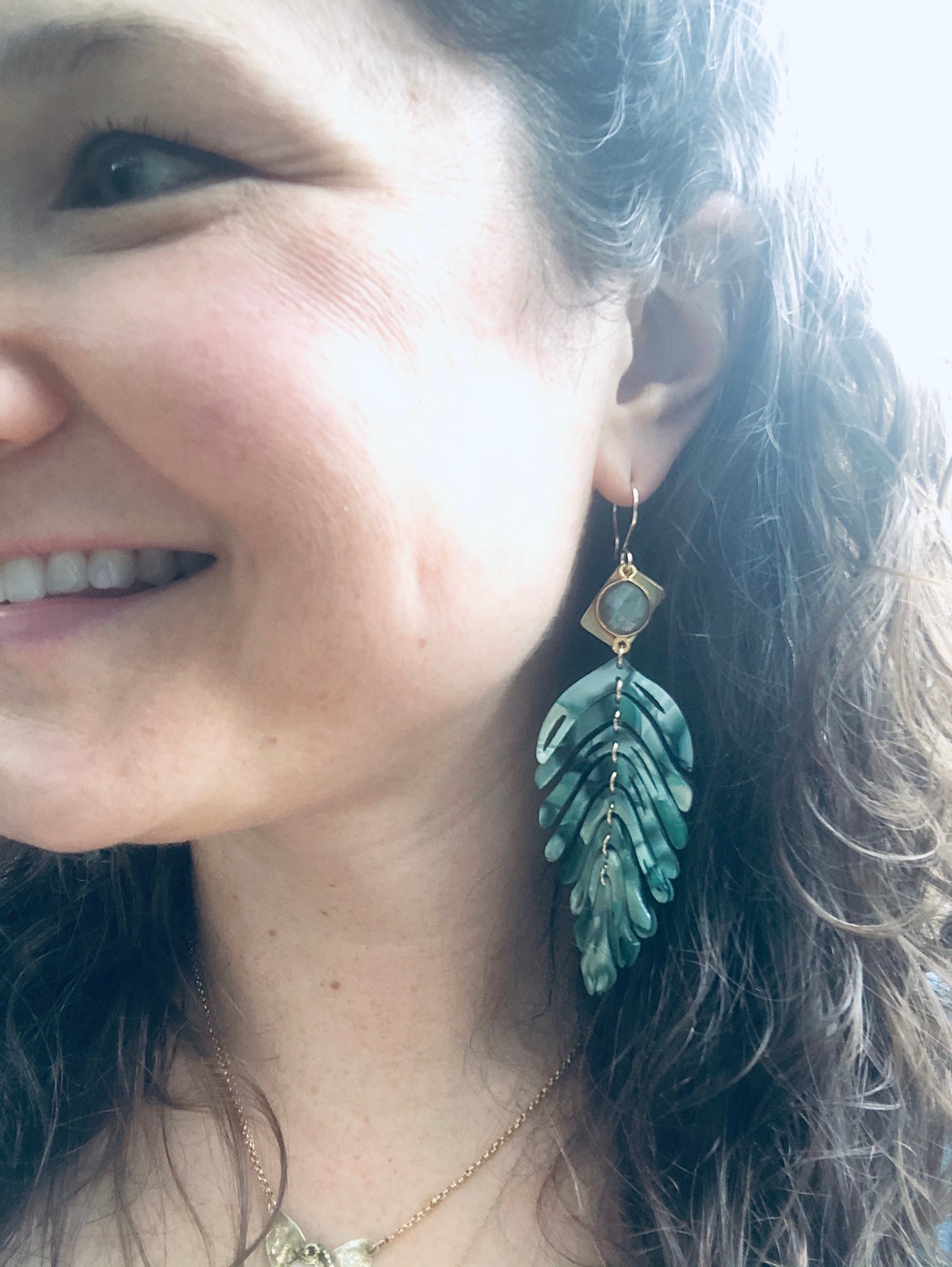 Stunning Light as a Feather Acetate Dangles With Sparkling Labradorite ...