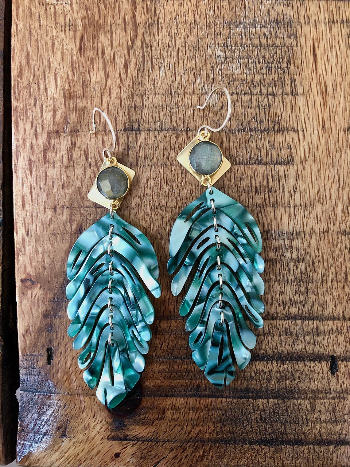 Stunning Light as a Feather Acetate Dangles With Sparkling Labradorite ...