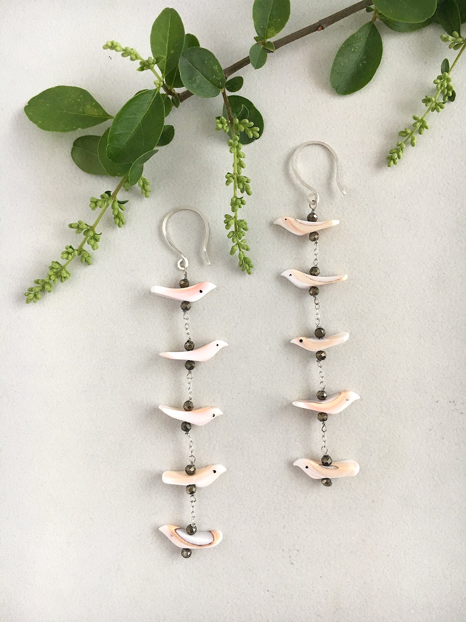 Sterling Silver Fetish Zuni Bird Earrings With Pyrite Accent ...