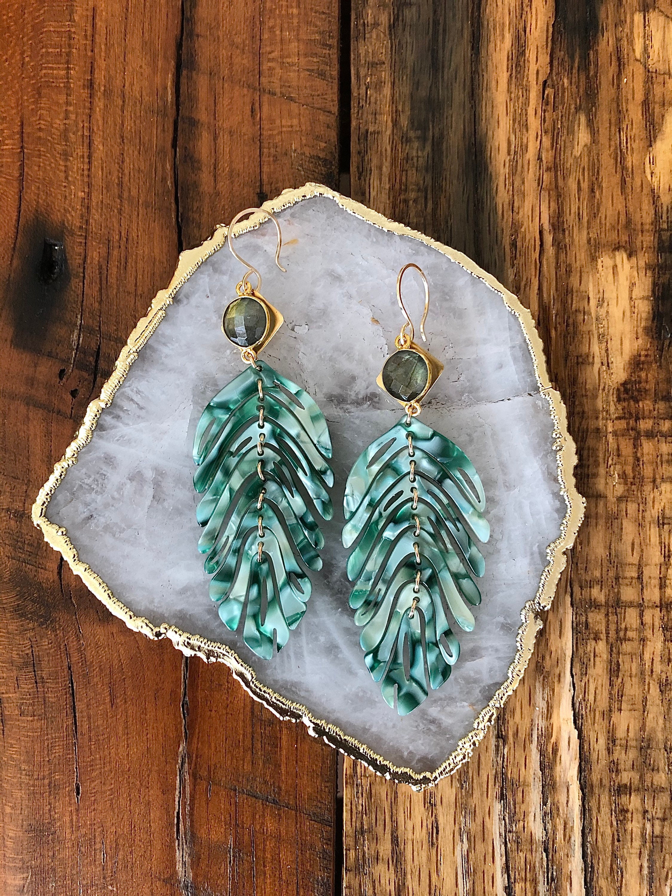 Stunning Light as a Feather Acetate Dangles With Sparkling Labradorite ...
