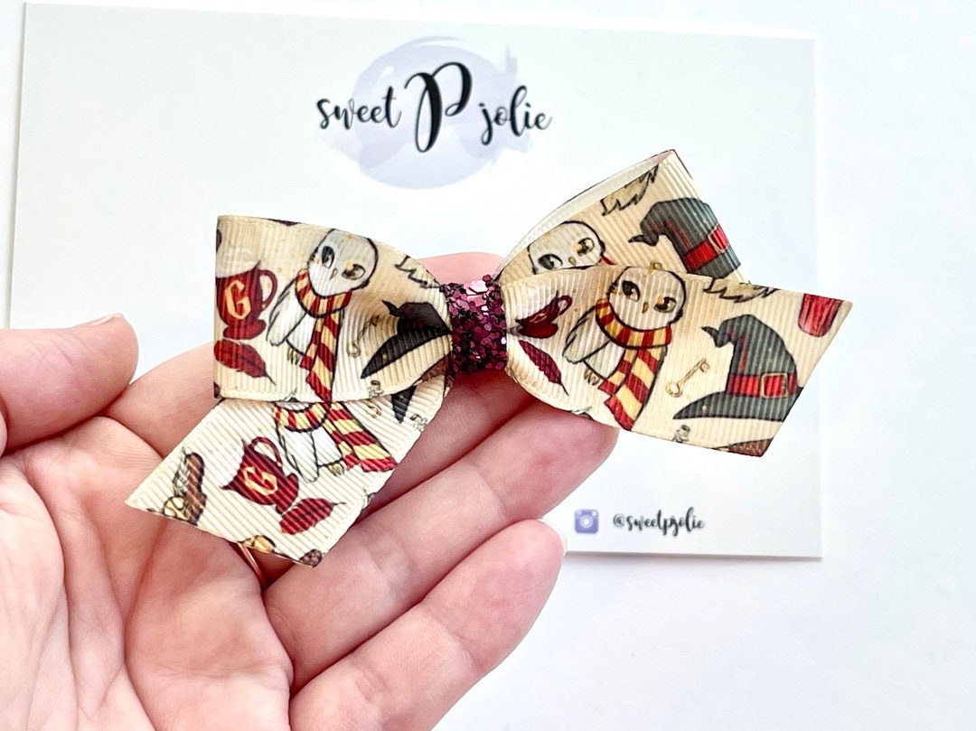 Classic Wizard Boy Inspired Print Ribbon + Glitter Hair Bow // Wizard ...
