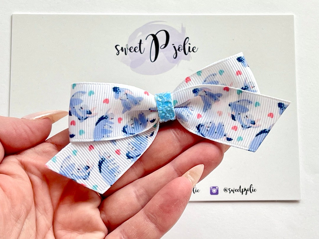 Delicate White Eeyore Inspired Character Print Ribbon + Glitter Hair ...