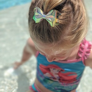 Summer Mermaid Sparkle Holographic Transparent Pool Bow // Jelly Water ...