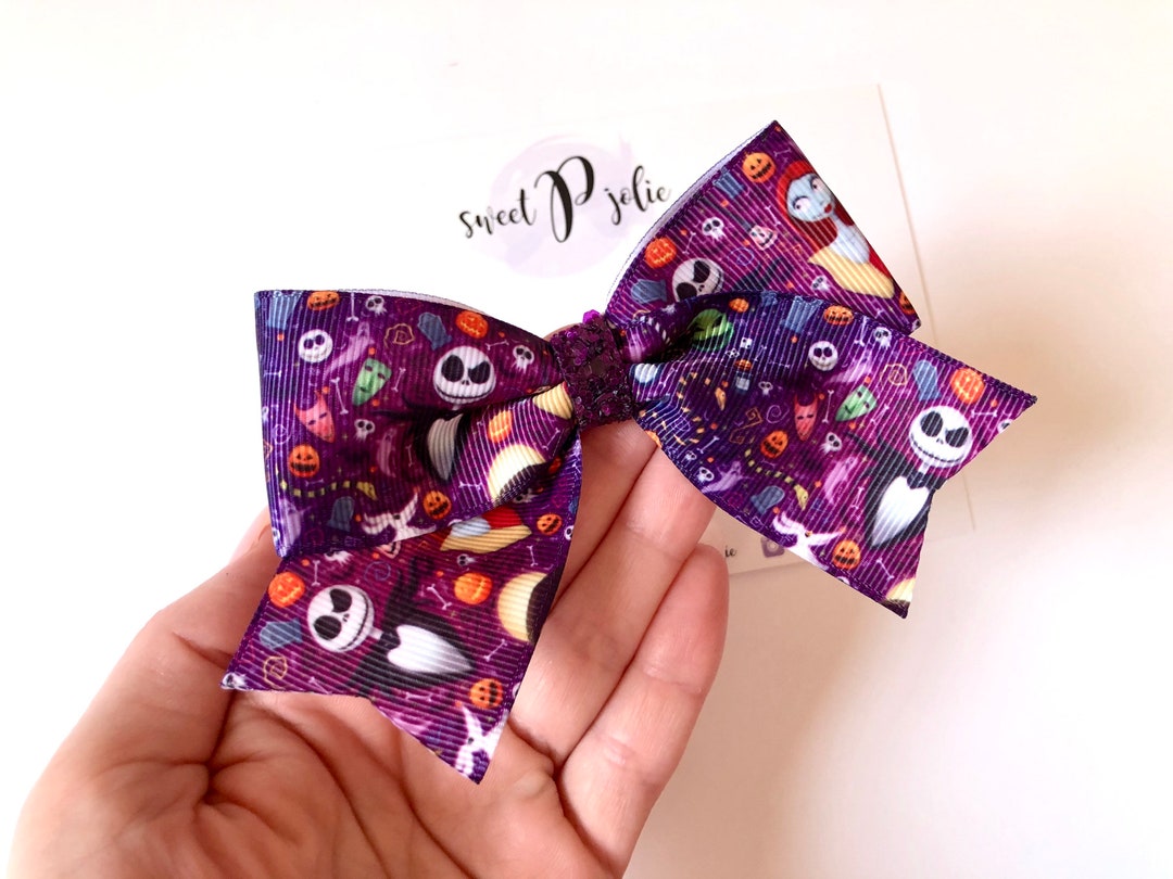 Purple Nightmare Before Christmas Character Print XL Ribbon Glitter ...