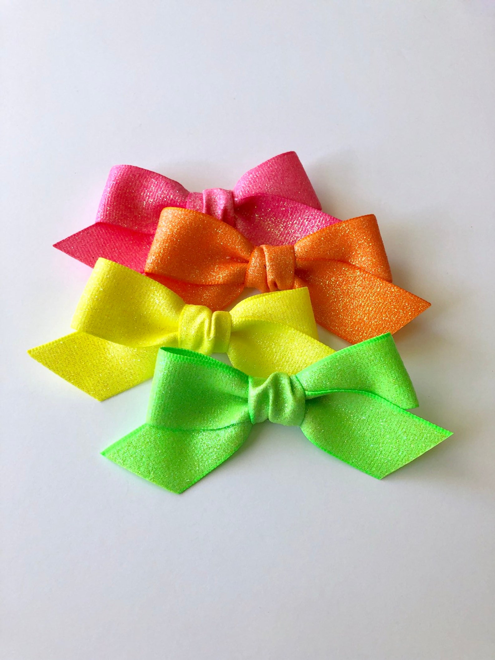 Neon Green Glitter Ribbon Hair Bow // Fluorescent Neon Summer | Etsy