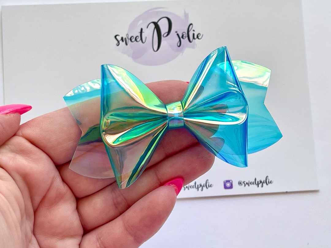 Light Blue Holographic Jelly Pool Hair Bow // Summer Water Pool Jelly ...