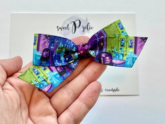 Bright Haunted Mansion Inspired Print Ribbon Glitter Hair - Etsy