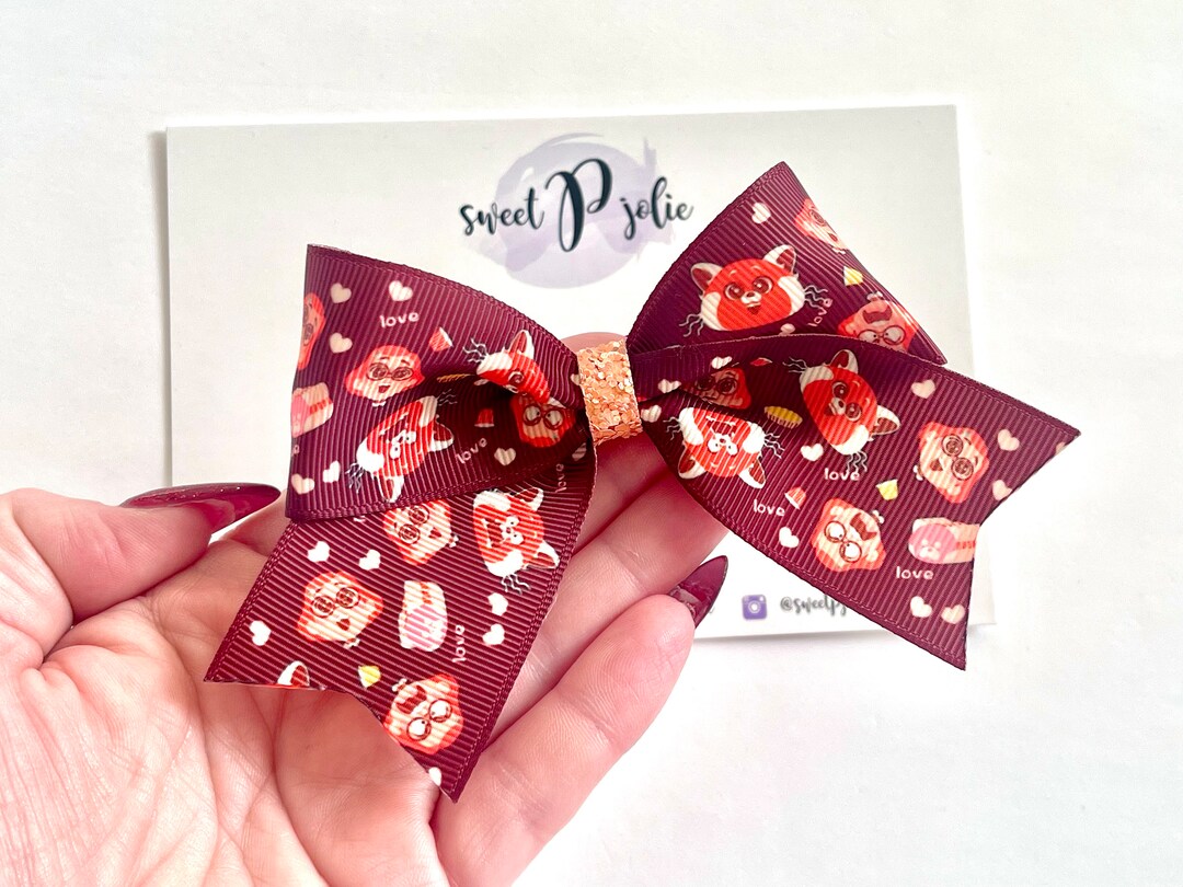 Turning Red Inspired Character Valentines Day Print XL Ribbon + Glitter ...