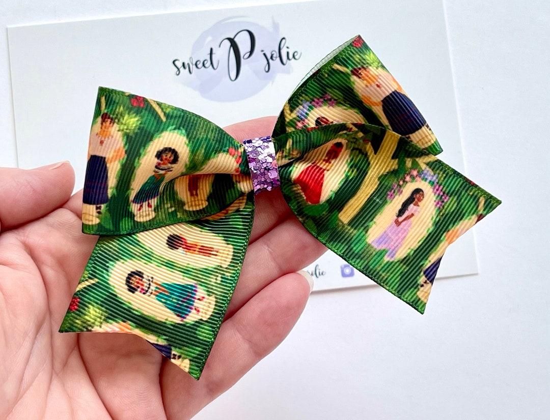 Encanto Inspired Sisters Green Tan Portraits Print XL Ribbon Glitter ...