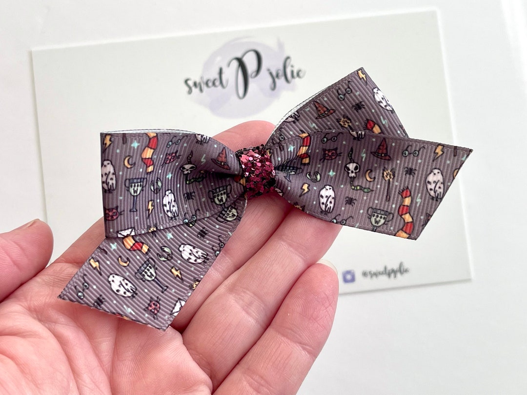 Wizard Boy Inspired Illustrations Print Ribbon + Glitter Hair Bow ...