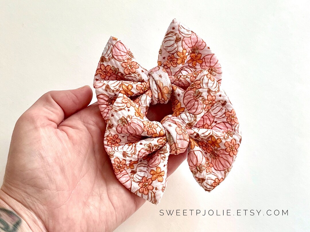 Golden June Pink Pumpkins Print Bullet Fabric Hand Tied - Etsy