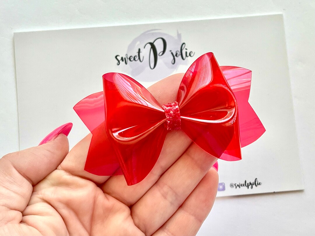 Bright Red Transparent Jelly + Glitter Hair Bow // Summer Pool Bow ...