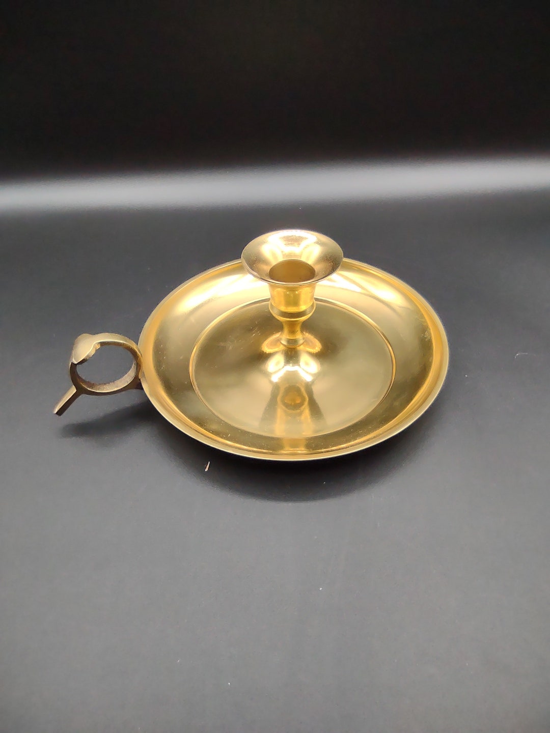 Large Brass Chamberstick With Finger Loop Handle - Etsy