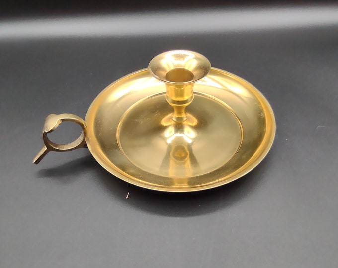 Vintage Brass Candle Holder With Glass Hurricane Shade Chamberstick ...