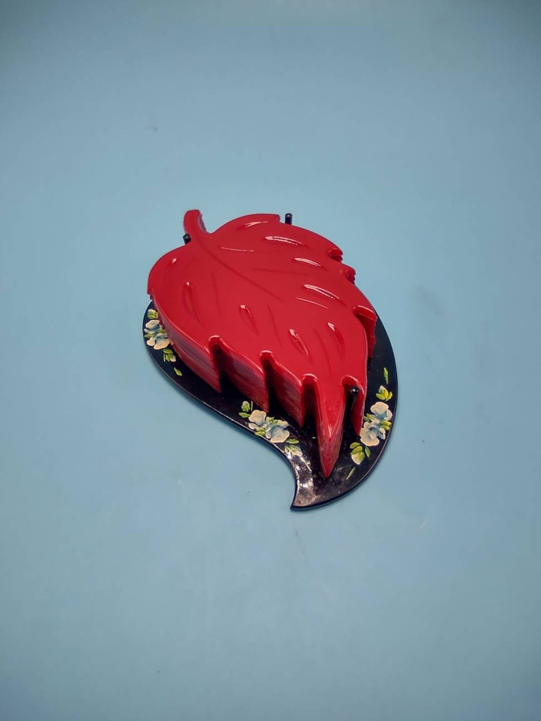 Vintage Coaster Set Bakelite Acrylic Red Leaves - Etsy
