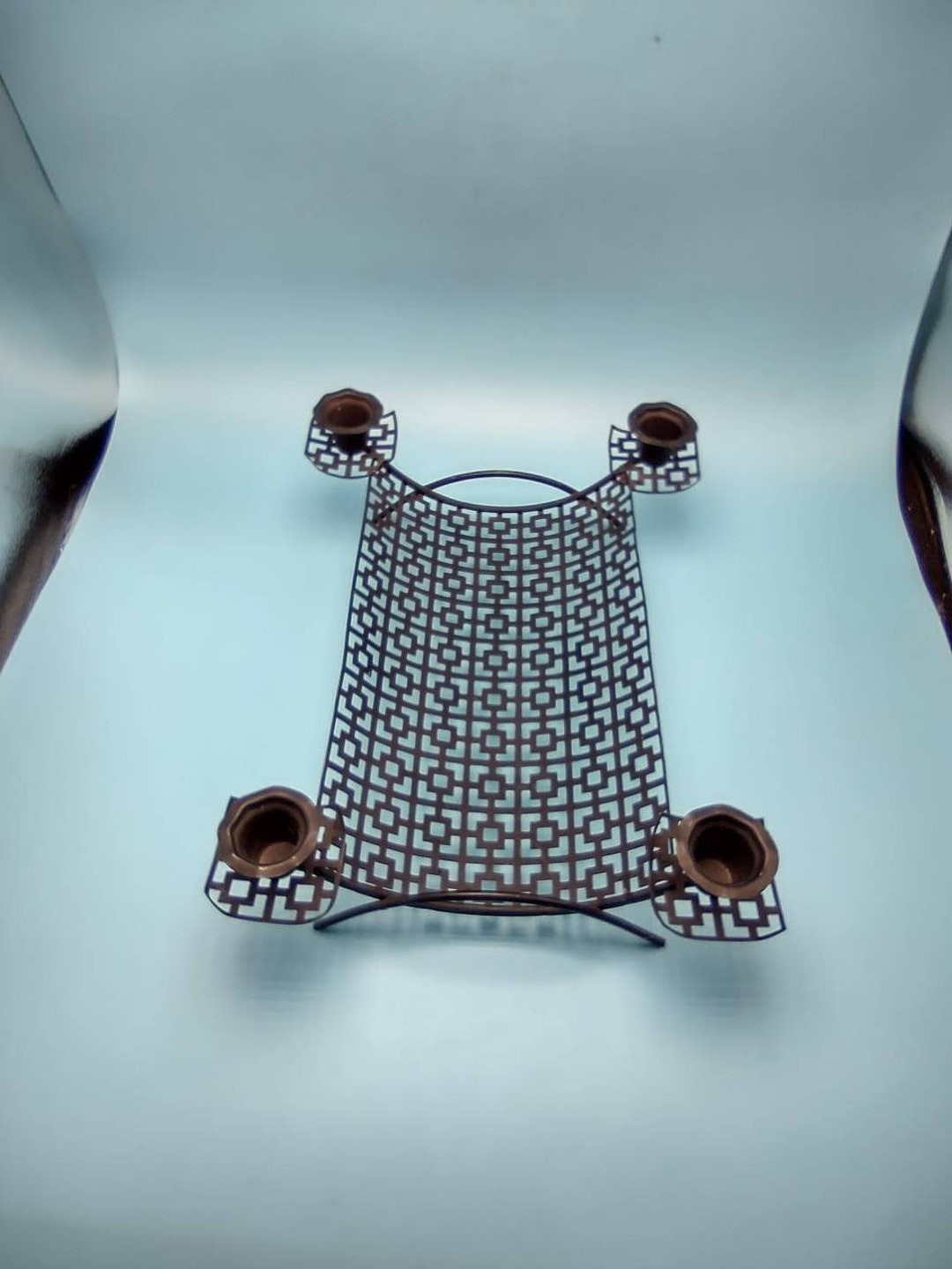 Vintage Black Wrought Iron Lattice Work Candleabra Candle - Etsy