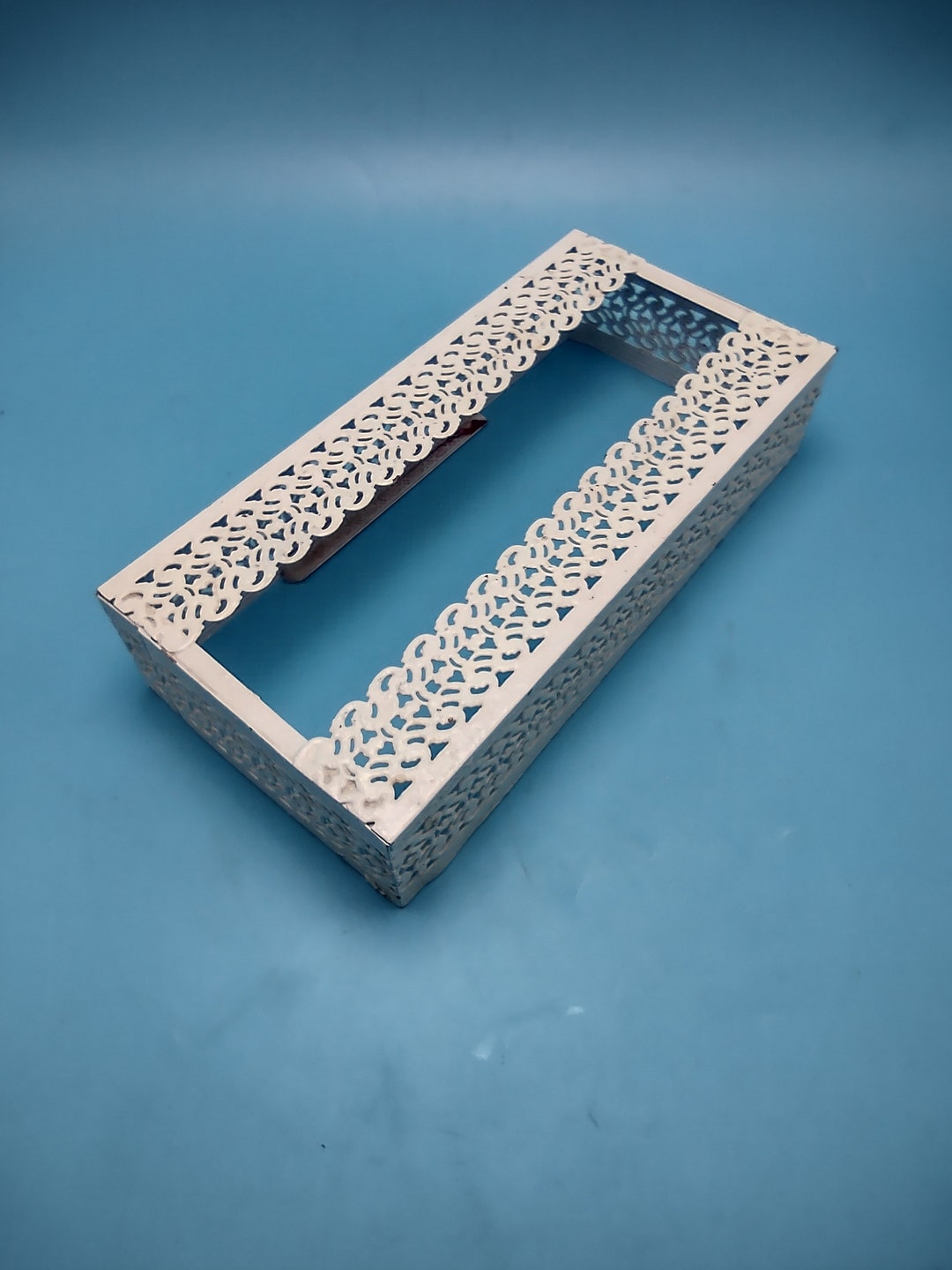 White Metal Tissue Box Holder Shabby Chic - Etsy
