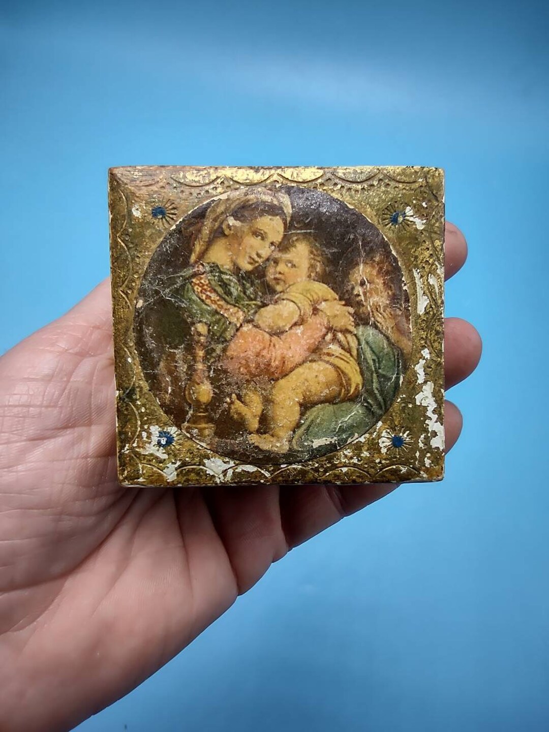 Decrepit Italian Trinket Box Madonna Raphael Image - Etsy
