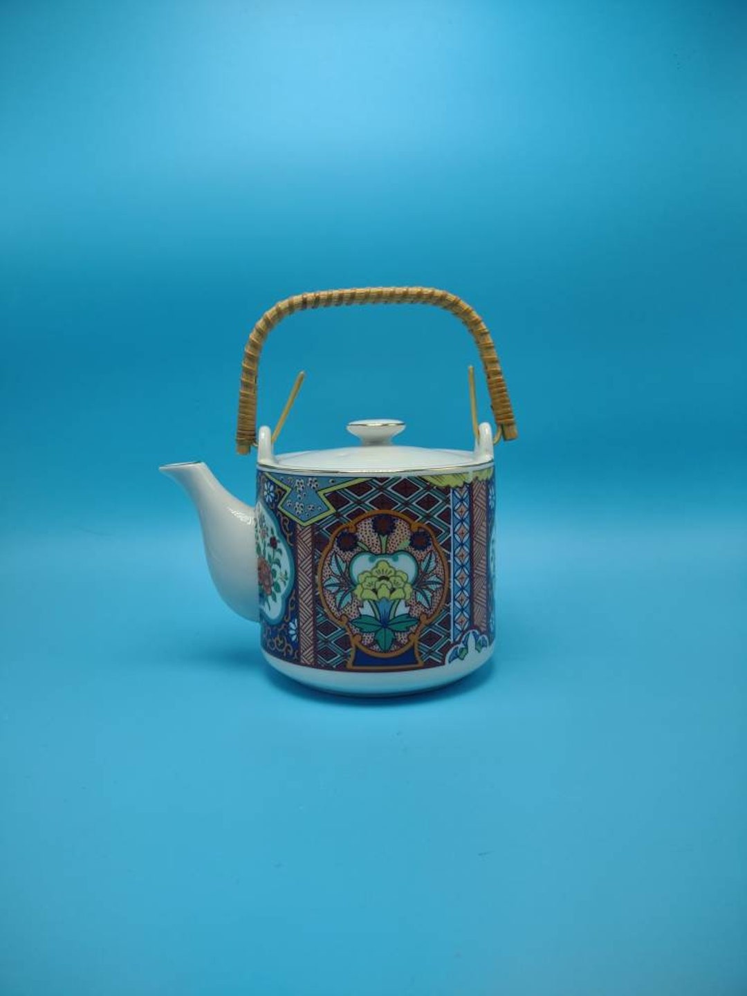 Japanese Teapot Imari Ware Wicker Handle - Etsy