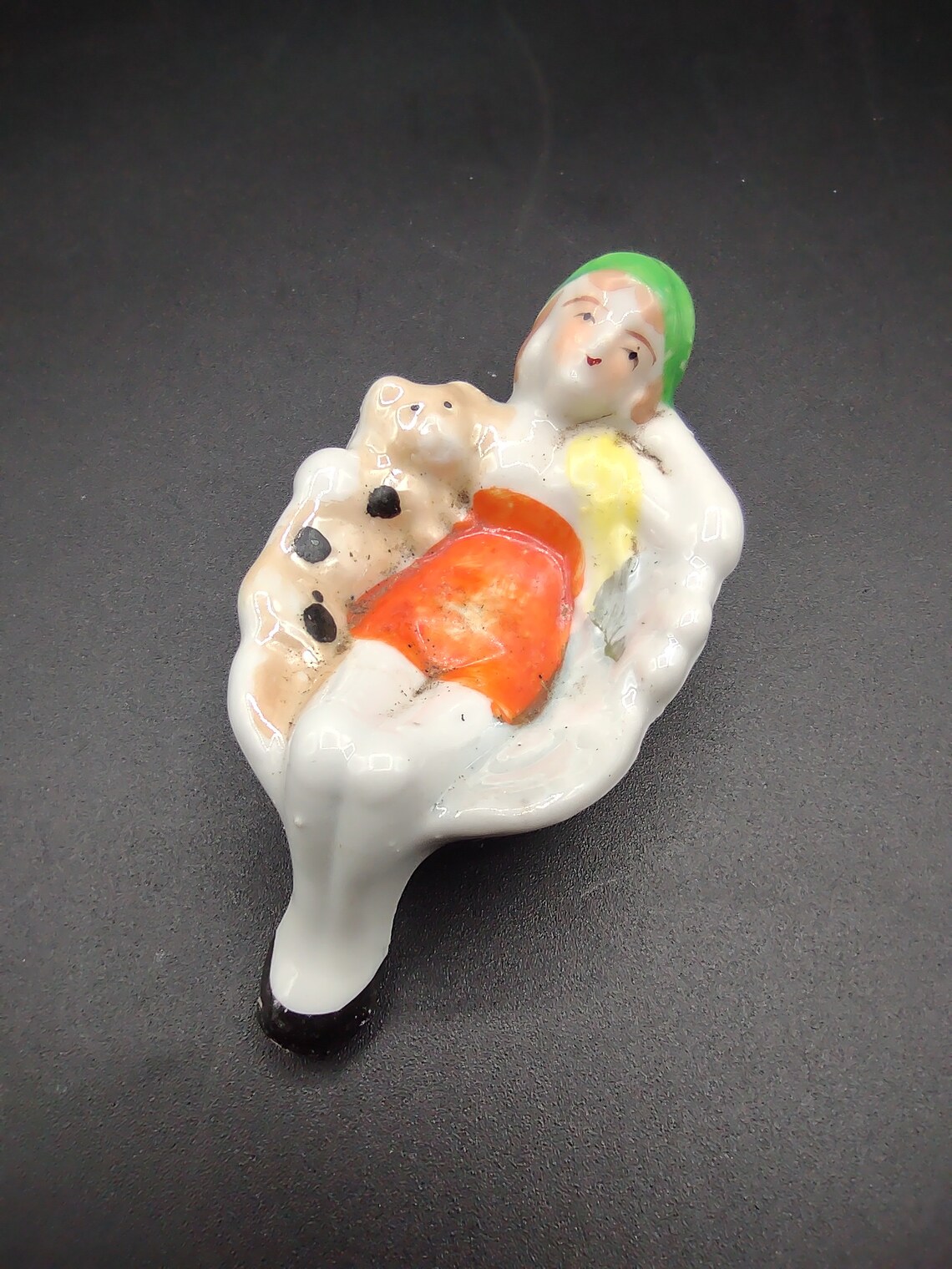 Vintage Pin Dish Lady in Bathing Suit With Dog or Cat 1930s - Etsy