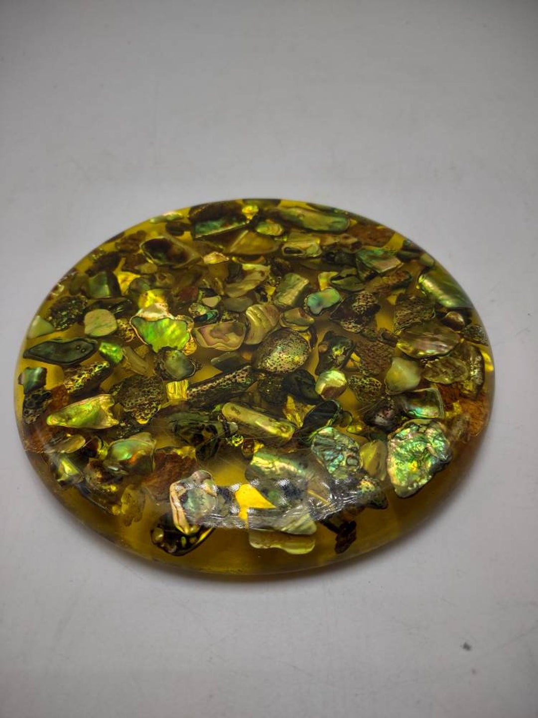 Abalone Shell Trivet in Lucite Acrylic Boho Kitchen 1970s - Etsy