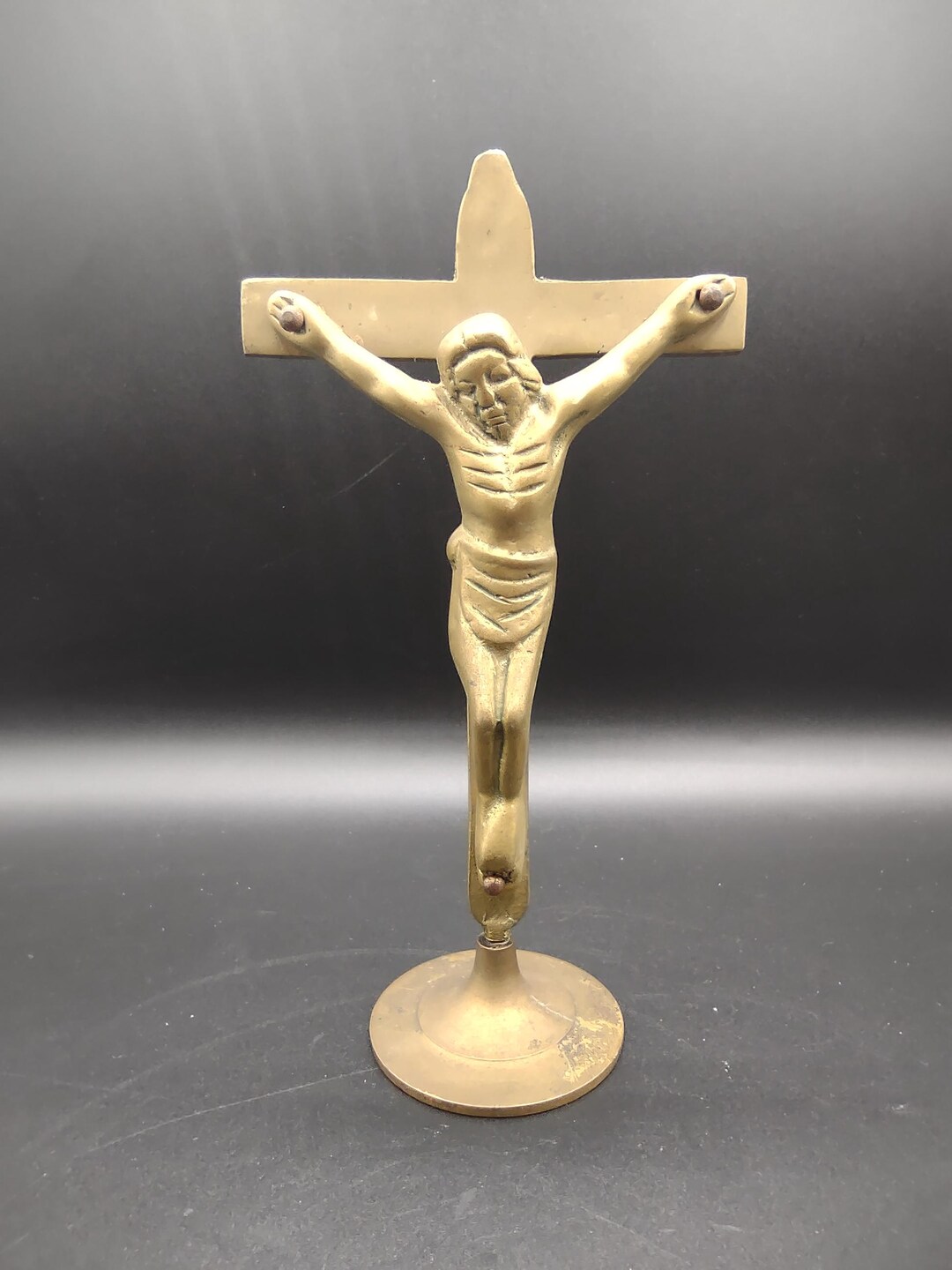 Vintage Brass Crucifix Tabletop Alter Catholicism - Etsy