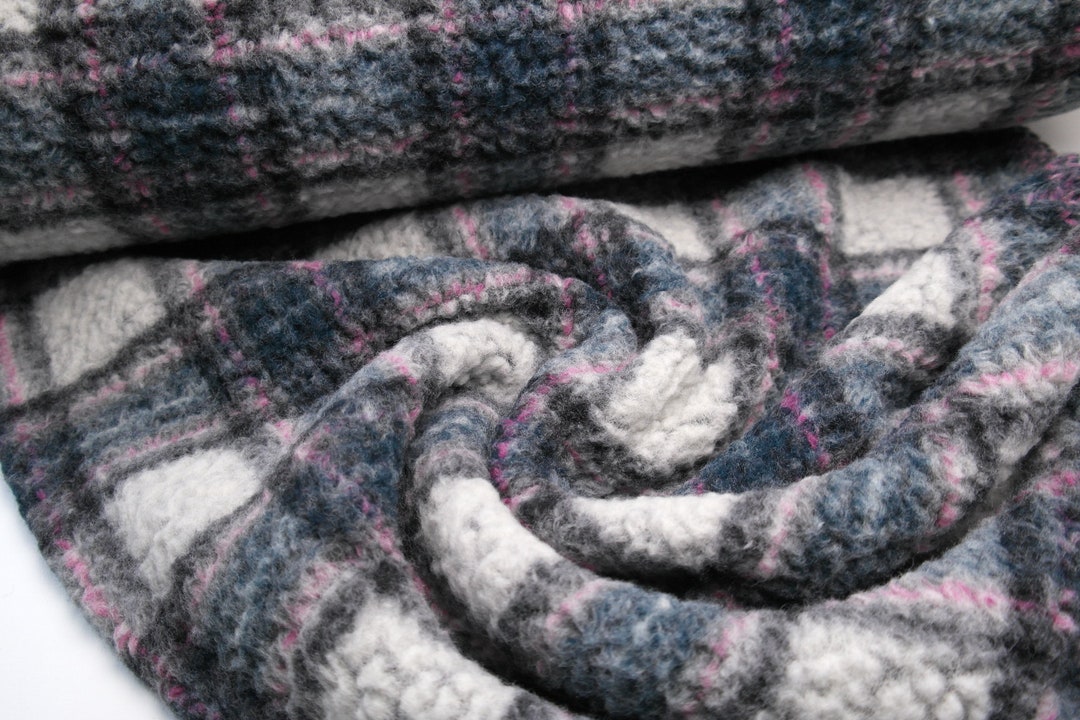 Wool Fabric Coat Boucle Hilco Igori Checkered - Etsy