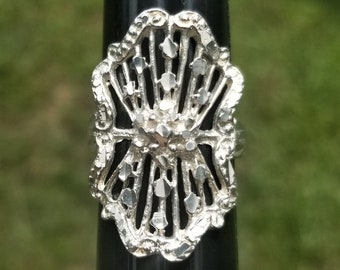 Wide Sterling Silver Filigree Open Work X Statement Ring, Twisted Rope ...