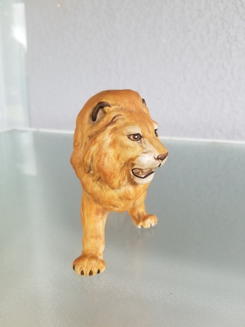 Lion Bisque Hand Painted Figurine Ceramic Leo Matte Animal - Etsy Canada