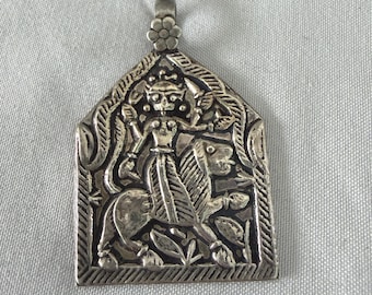 Sterling Silver Hindu Durga Warrior Goddess Charm and Pendant (one) (X ...