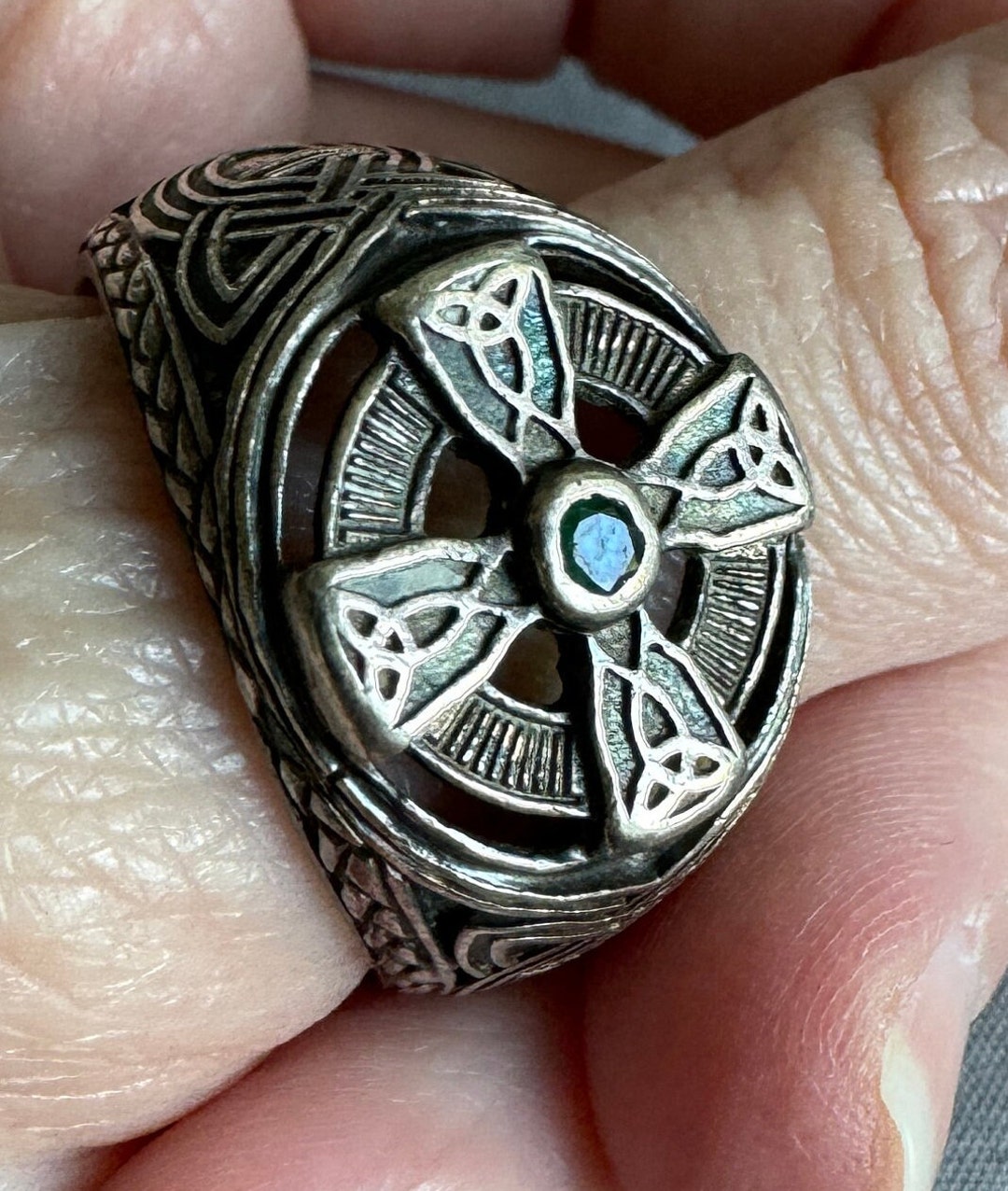 Franklin Mint Celtic Men's Ring Emerald Sterling Size 12 13 Silver - Etsy