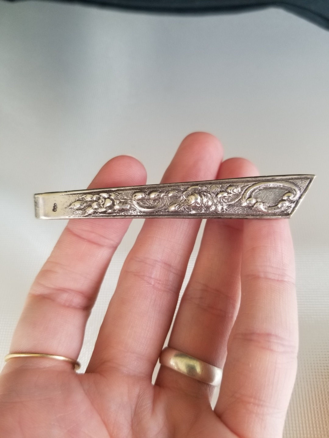 800 Silver Repousse Money / Tie Clip - Etsy
