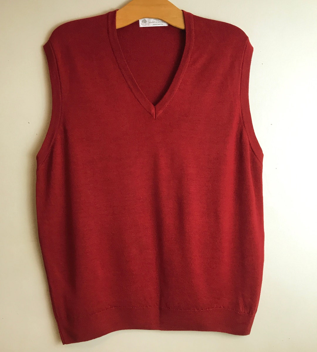 Vintage M&S St Michael Dark Red Wool Pullover Large Sleeveless Jumper Vest Tank Top - Etsy UK