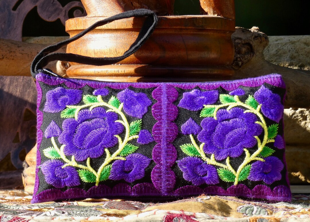 Embroidered Hmong Purse, Coin Purse, Wristlet, Thai Purse, Bohemian ...