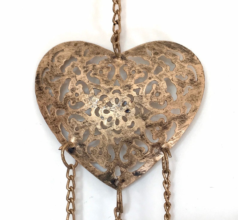 Hanging Brass Heart - Small | Brass Wind Chime | Boho Decor | Wall ...