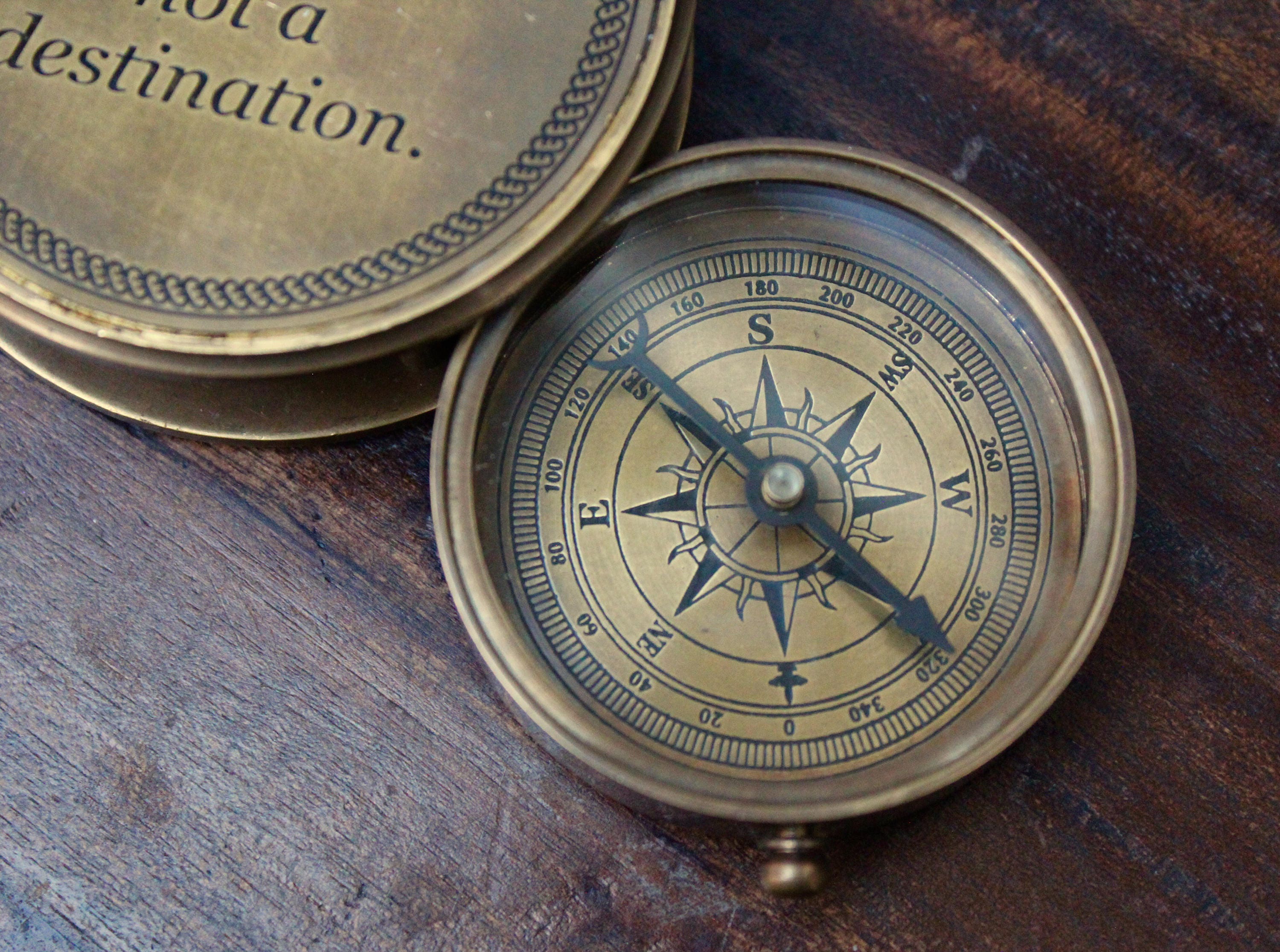 Brass Nautical Compass Vintage Compass Engraved Compass | Etsy
