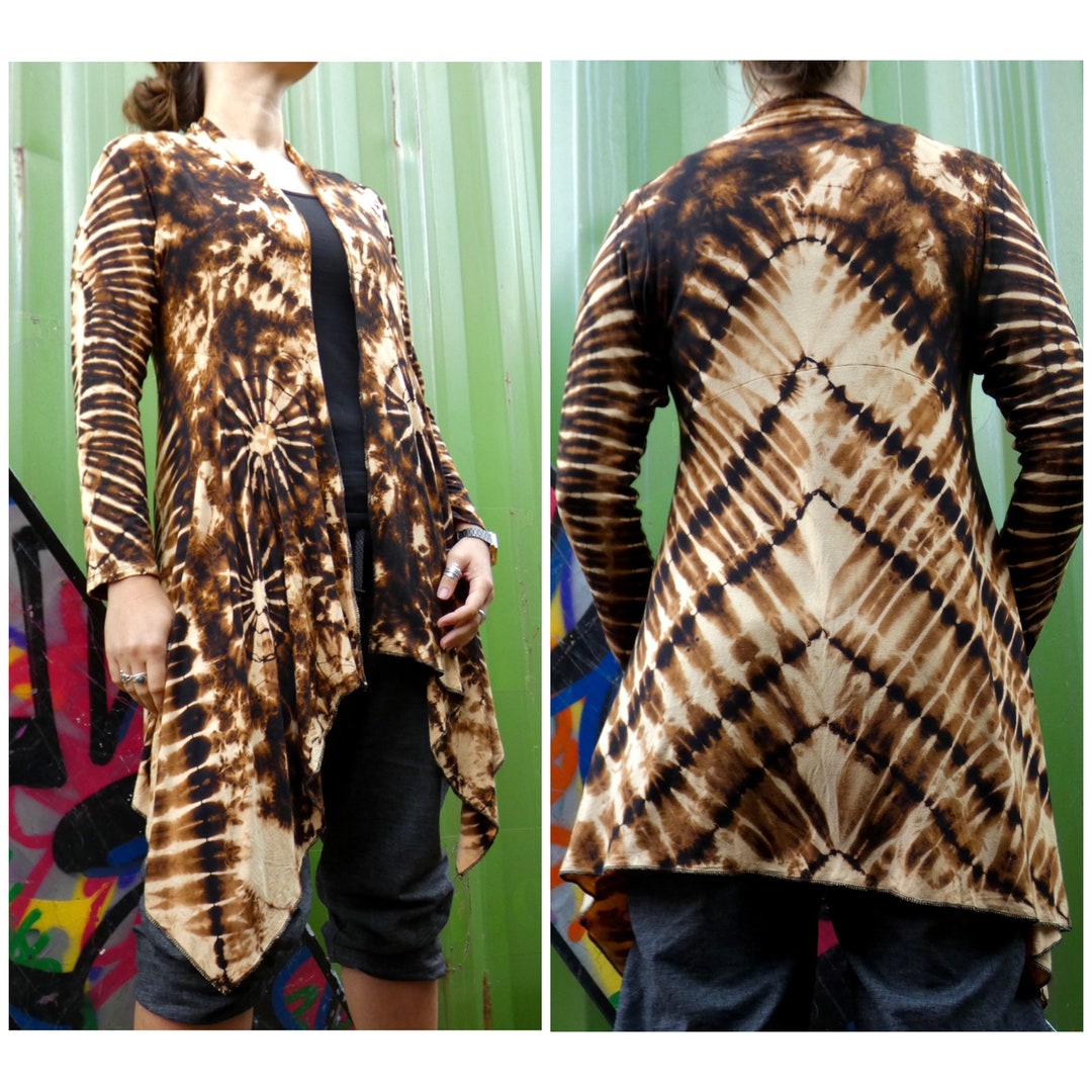 Sepia Tie Dye Cardigan | Waterfall Cardigan | Boho Cardigan | Hippie ...