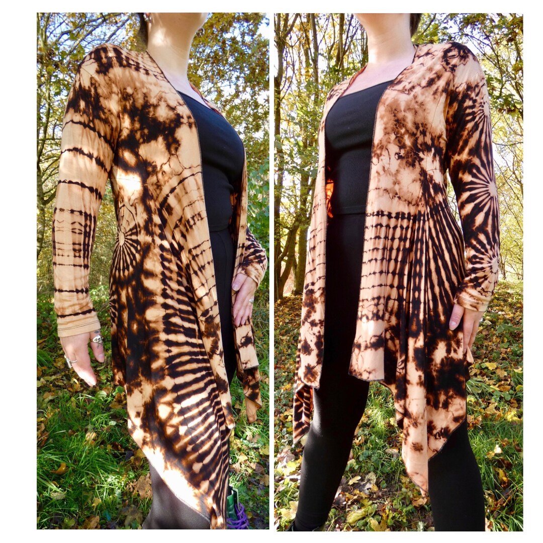 Sepia Tie Dye Cardigan | Waterfall Cardigan | Boho Cardigan | Hippie ...