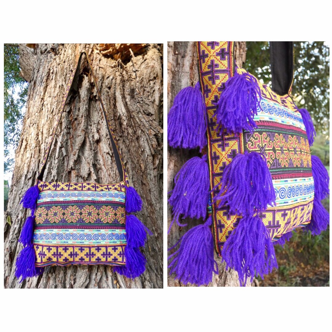 Embroidered Hmong Tassel Bag Boho Bag Thai Bag Festival Bag Fringed Bag ...