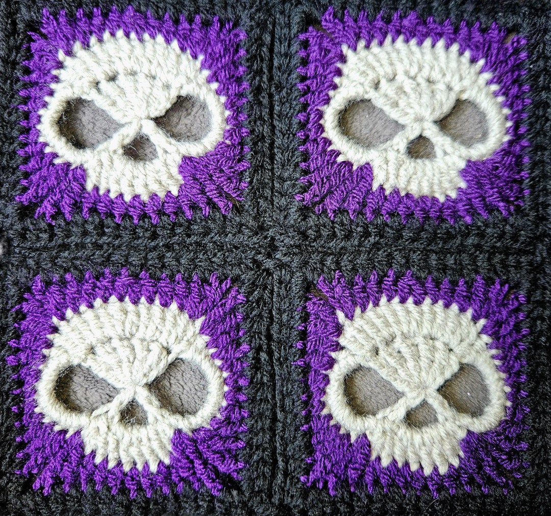 Skull Crochet Skull Granny Square Pattern. - Etsy
