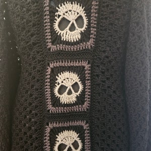 Skull Hexagon Cardigan With Granny Square Back Detail and Pockets Hexi ...