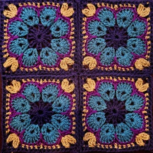 African Flower Square Crochet Pattern - Etsy