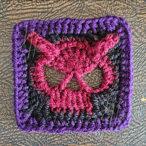 Devilish Granny Square. Horned Devil Skull Granny Square Halloween ...