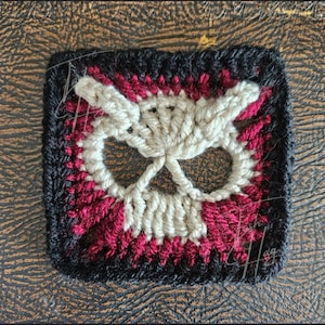 Devilish Granny Square. Horned Devil Skull Granny Square Halloween ...