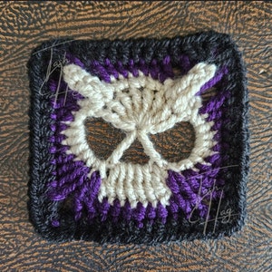 Devilish Granny Square. Horned Devil Skull Granny Square Halloween ...