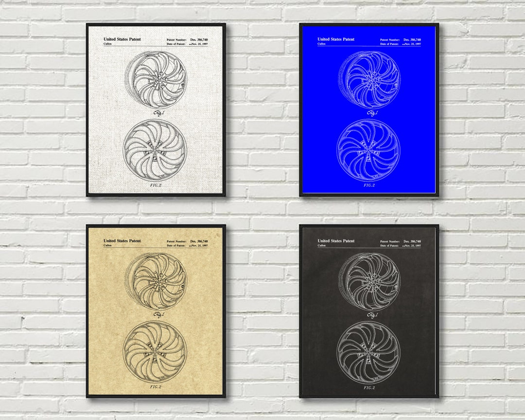 Vehicle RIMS MAGS Design Patent Print 4 Finishes - Etsy