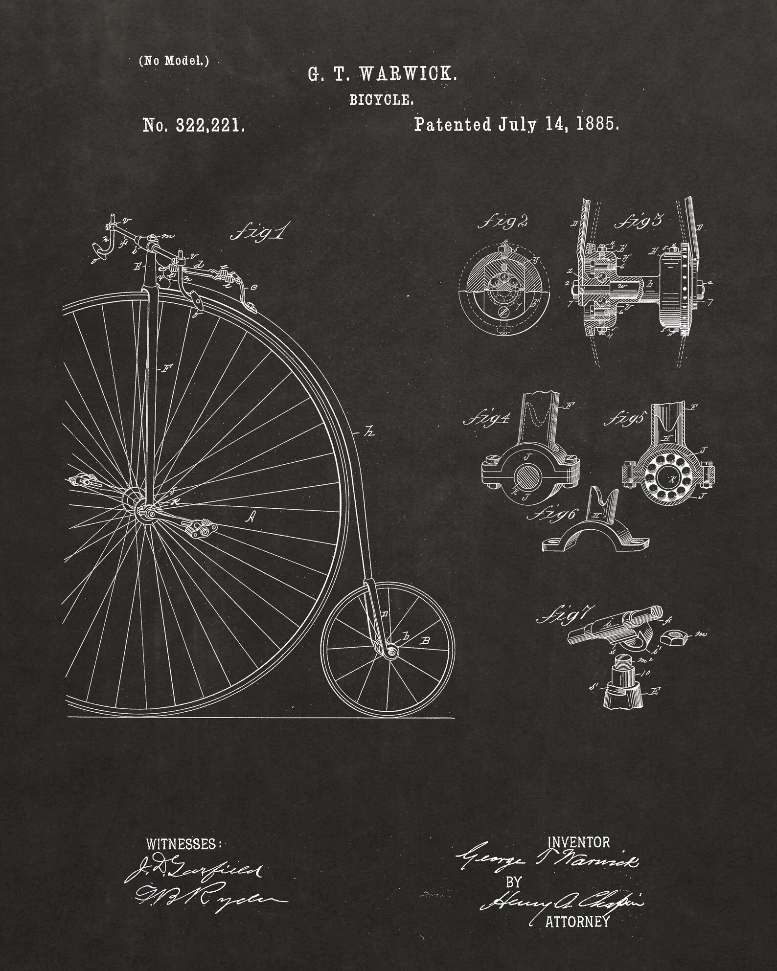 1885 Bicycle Patent Design 4 Finishes Bike Bicycle - Etsy Canada