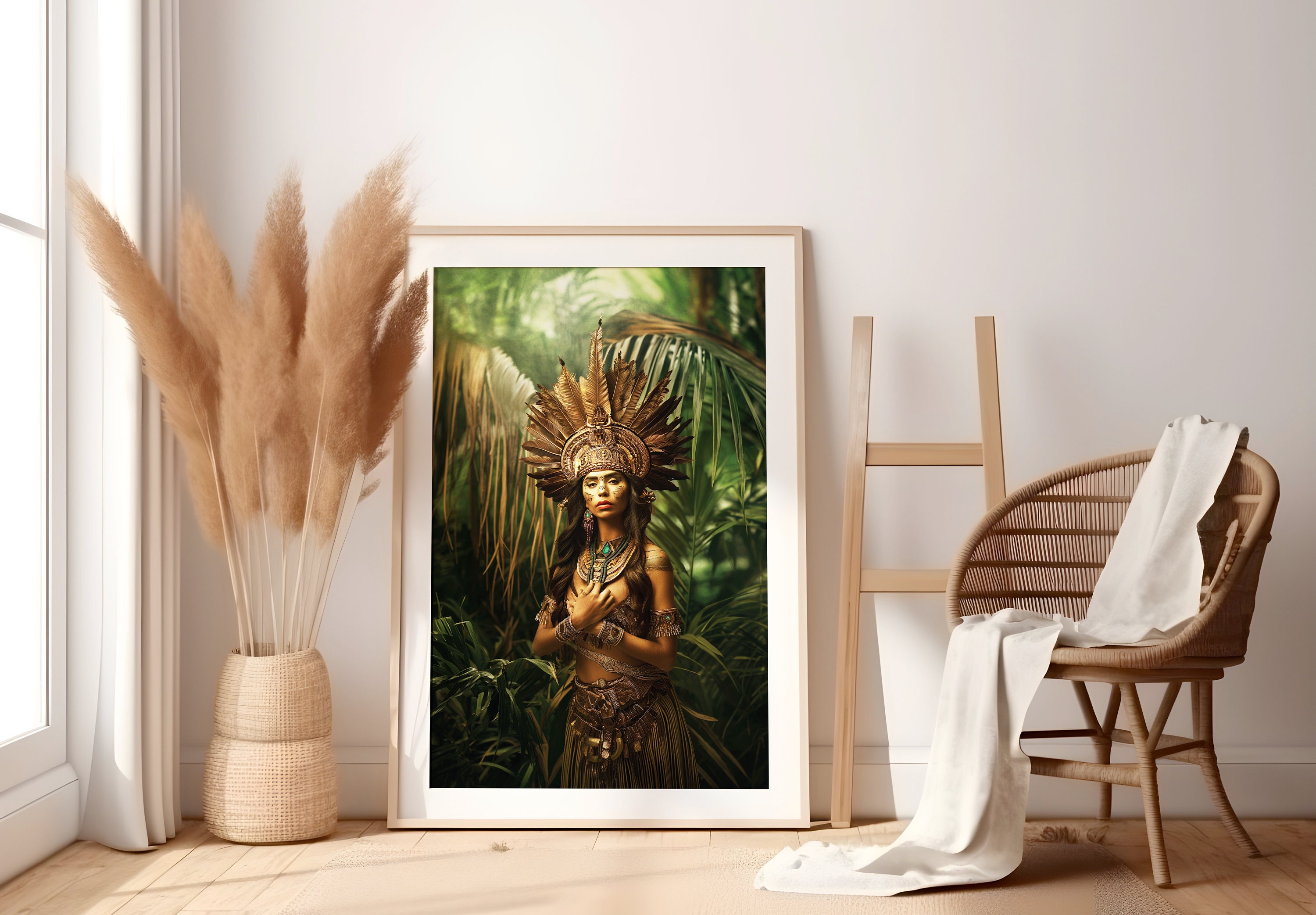Beautiful Aztec Queen Woman, Digital Product, Clip Art, Wall Paper ...
