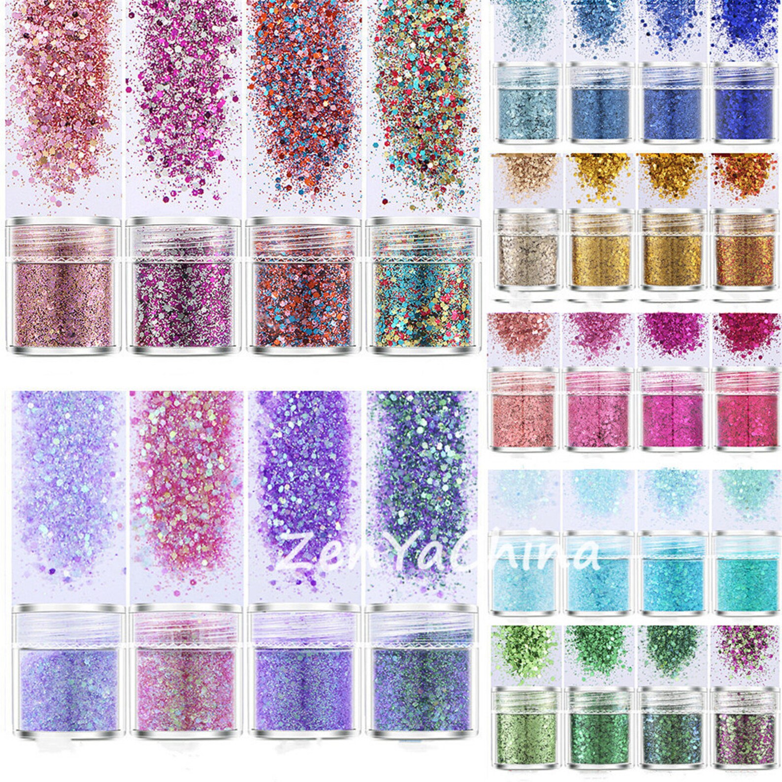 4PCS Color Superfine Glitters Powder 1mm Sequins Mix for Nail Art DIY ...