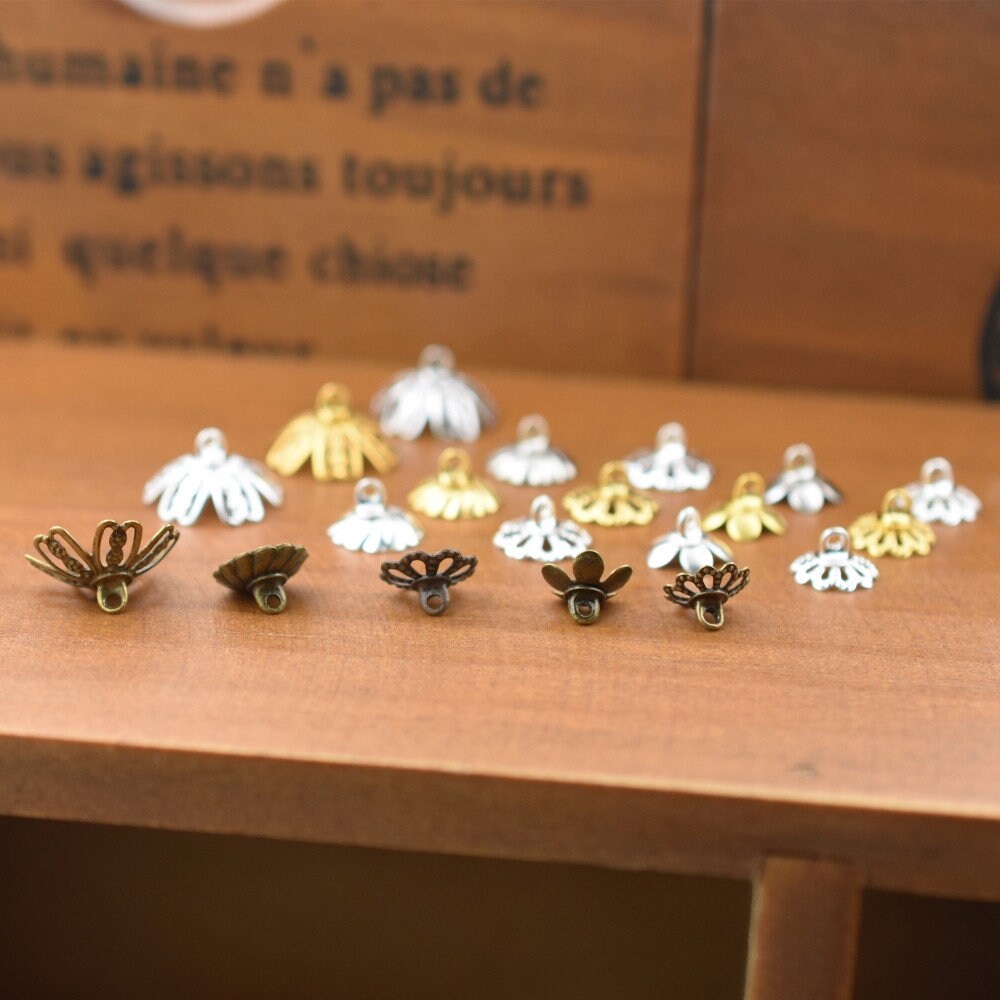 50pieces Brass Caps for Glass Vial Glass Globe End Caps Bead Cap ...